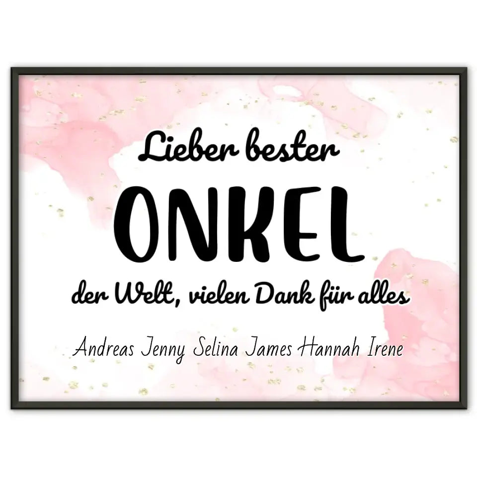 💝 Personalisiertes Onkel Poster Bester Onkel der Welt Danke für alles ...