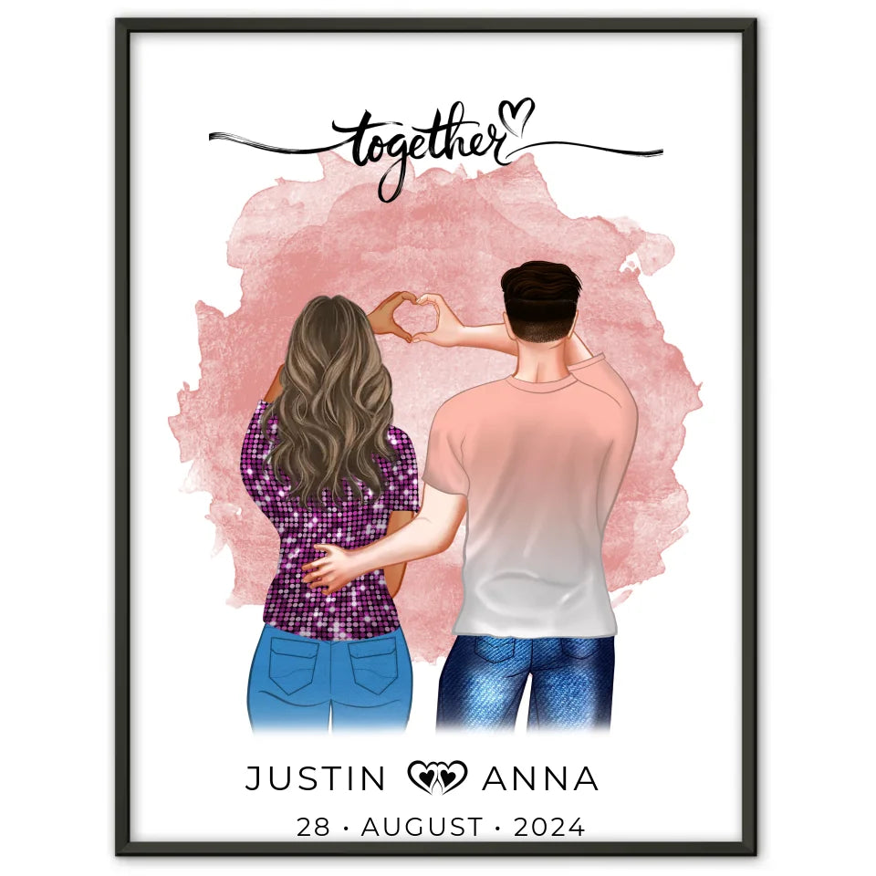 🎁 Personalisiertes Poster für Paare mit Figuren Together und Namen ...