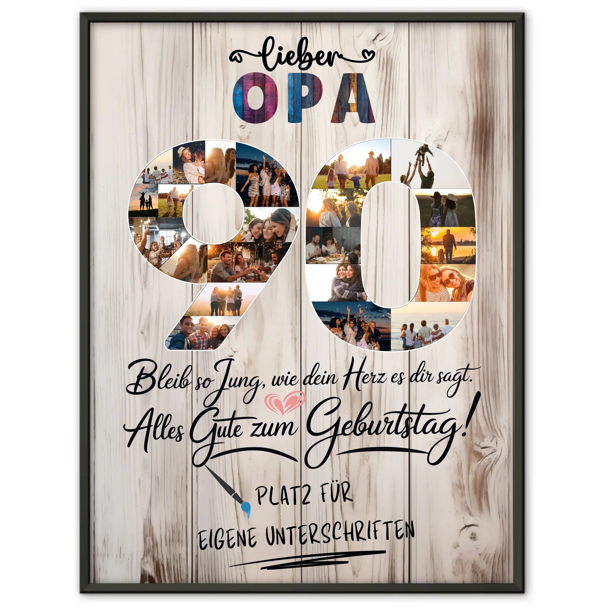 🎁 Personalisiertes Poster mit Unterschriften Opa 90 Geburtstag Fotos ...