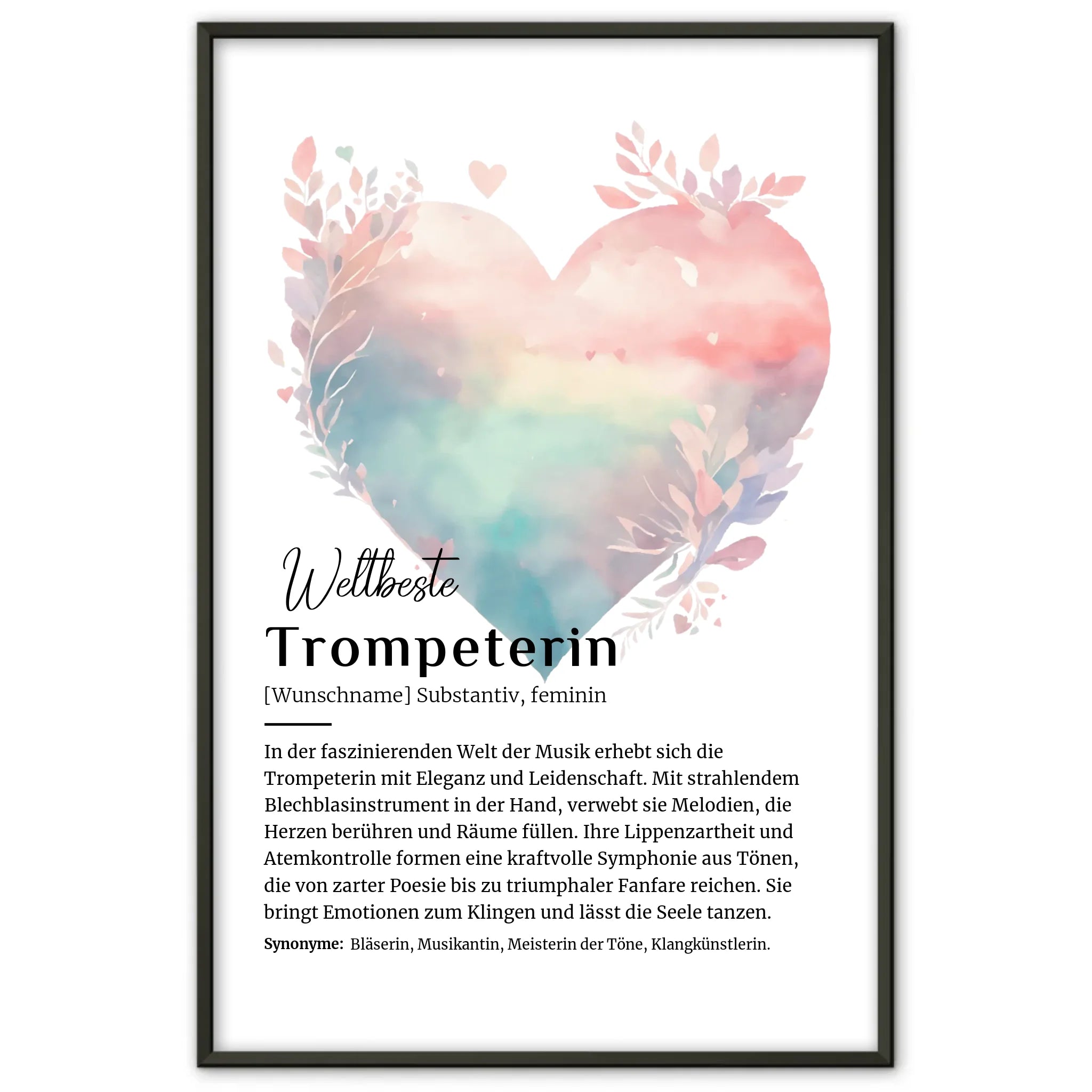 🎀 Personalisierte Poster Definition Trompeterin mit Namen – Liebgedacht