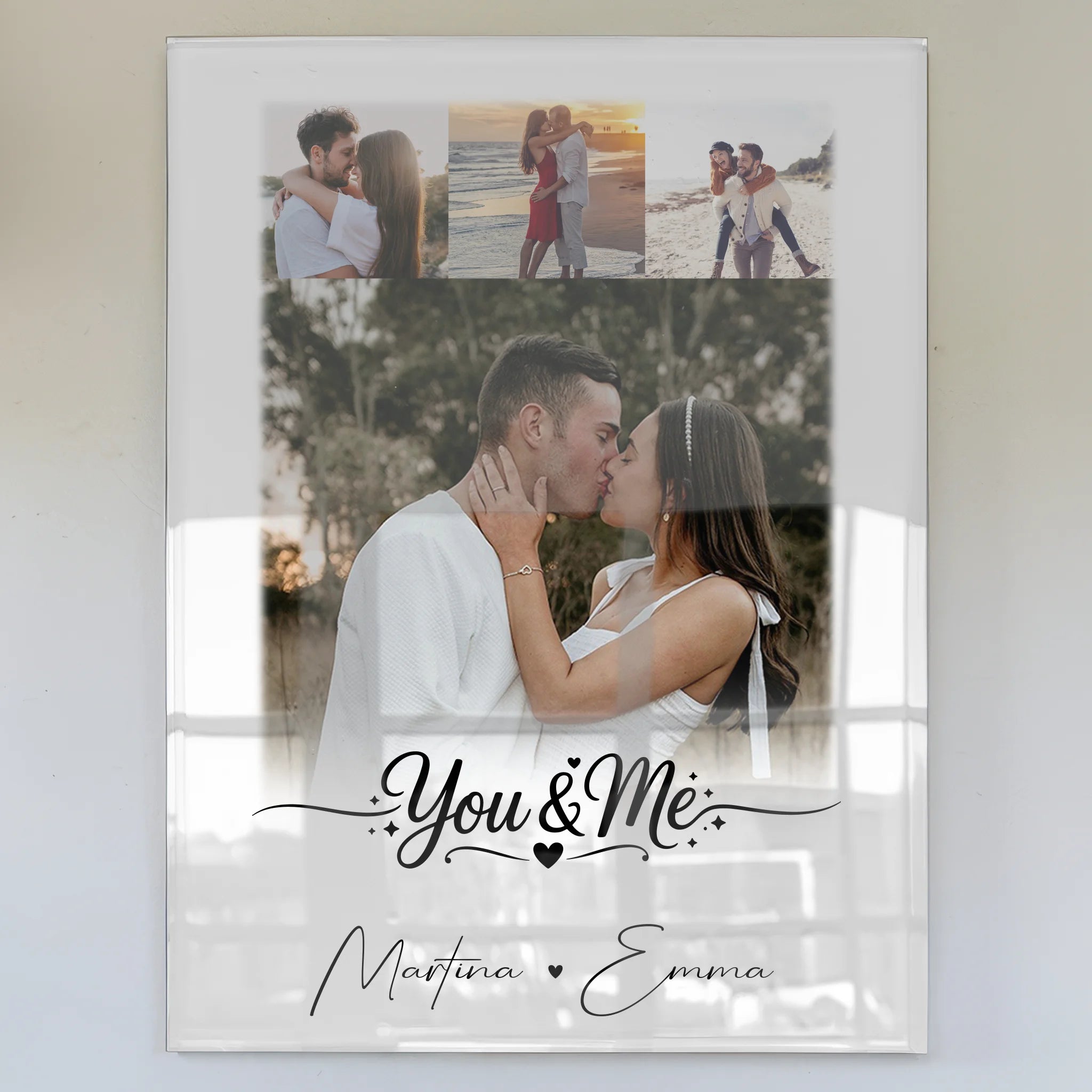 💖 Acrylglas mit 4 Fotos & Wunschtext personalisiertes Geschenk für ...