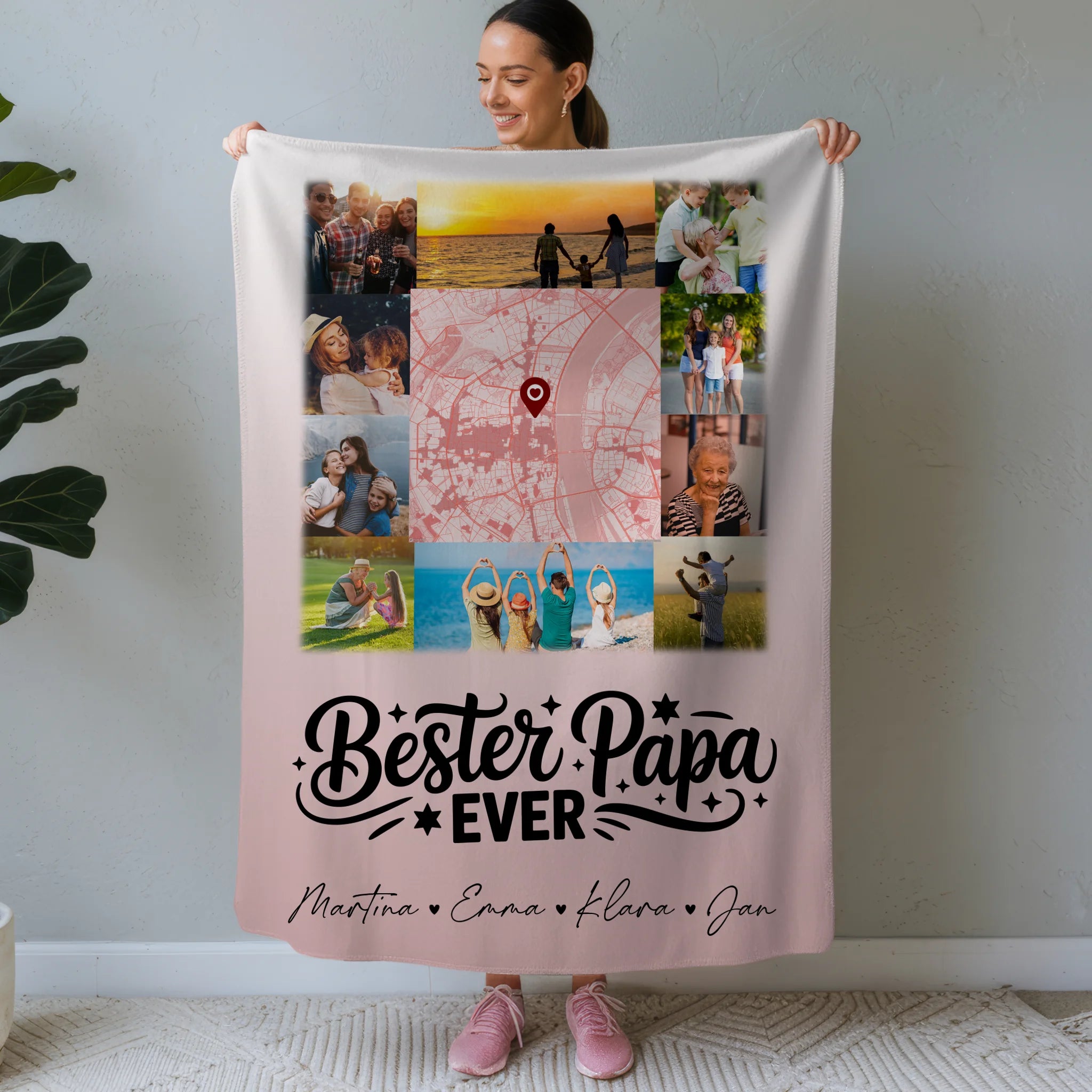🎁 Personalisierte Papa-Decke mit 10 Fotos, Wunschtext & Karte – Perfekt ...